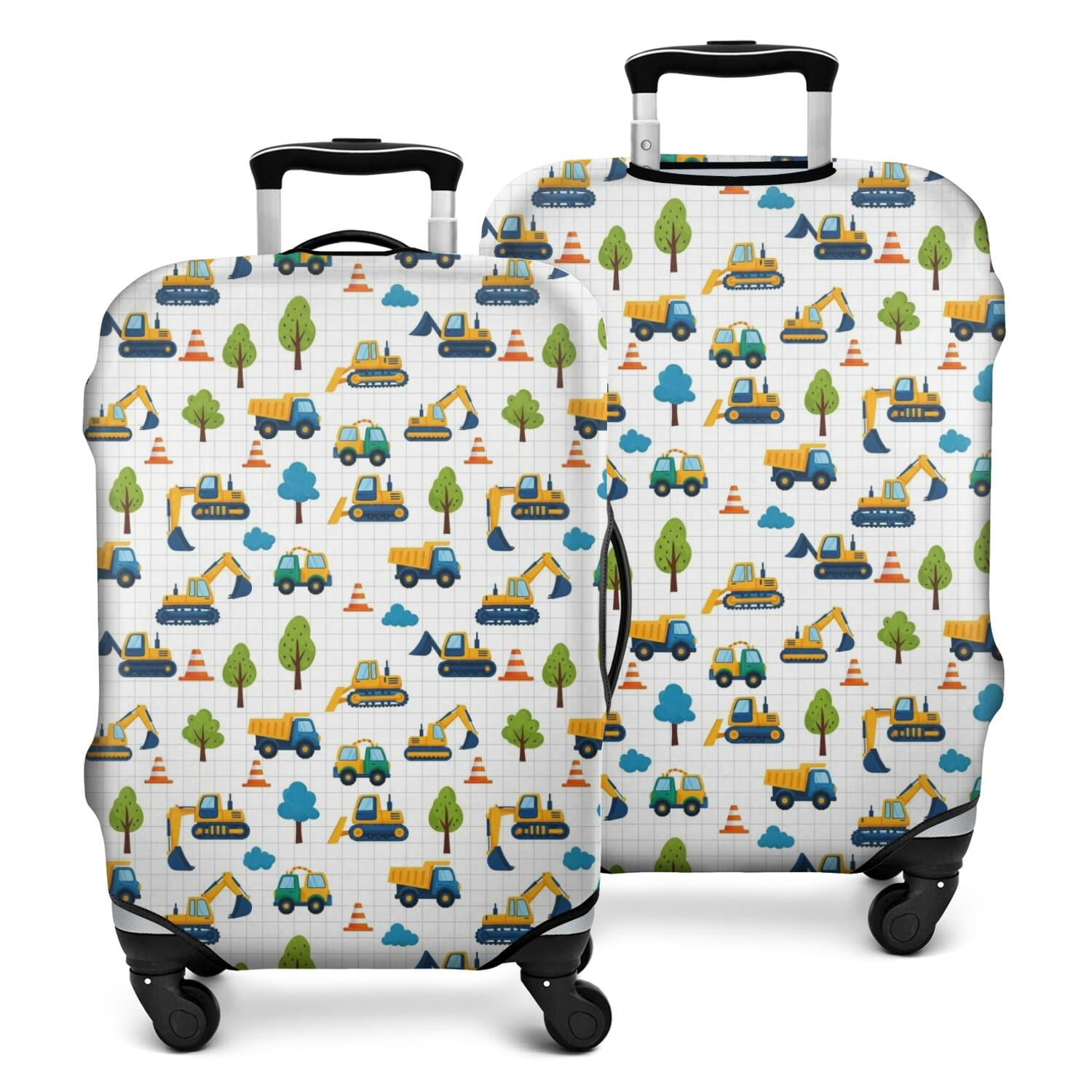 Cartoon Construction Vehicles Trees Luggage Cover Fashion Suitcase ...