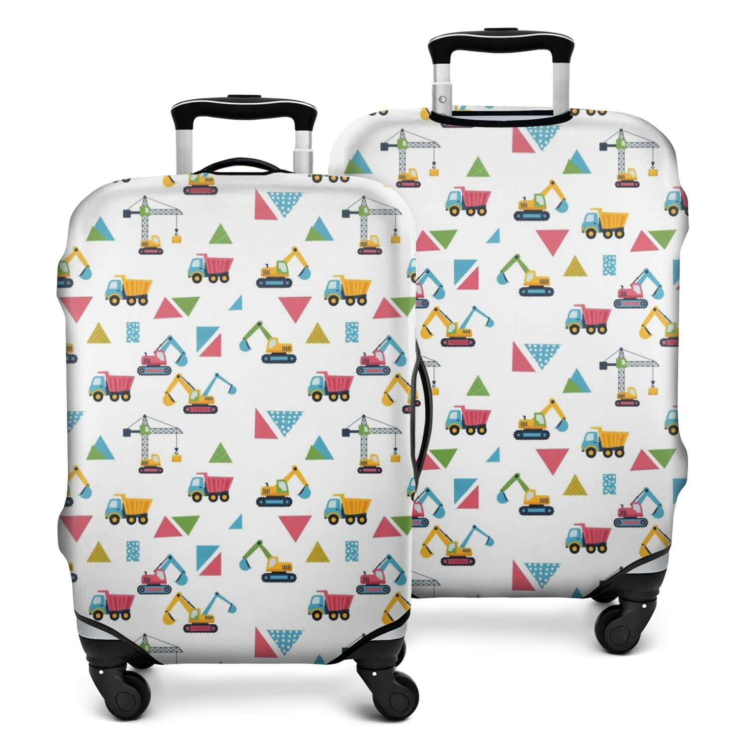Cartoon Construction Vehicles Triangles Luggage Cover Fashion Suitcase ...