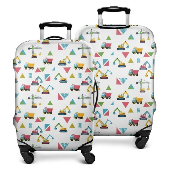 Cartoon Construction Vehicles Triangles Luggage Cover Fashion Suitcase ...