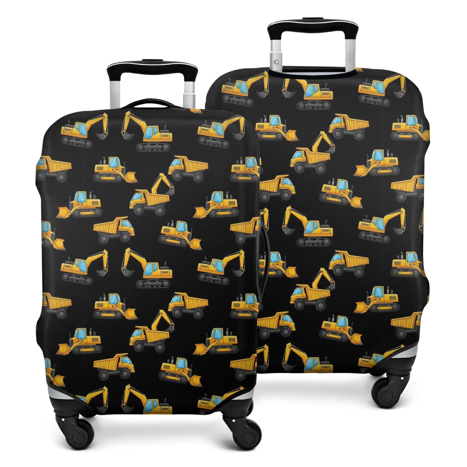 Cartoon Construction Vehicles Trucks Black Pattern Luggage Cover ...