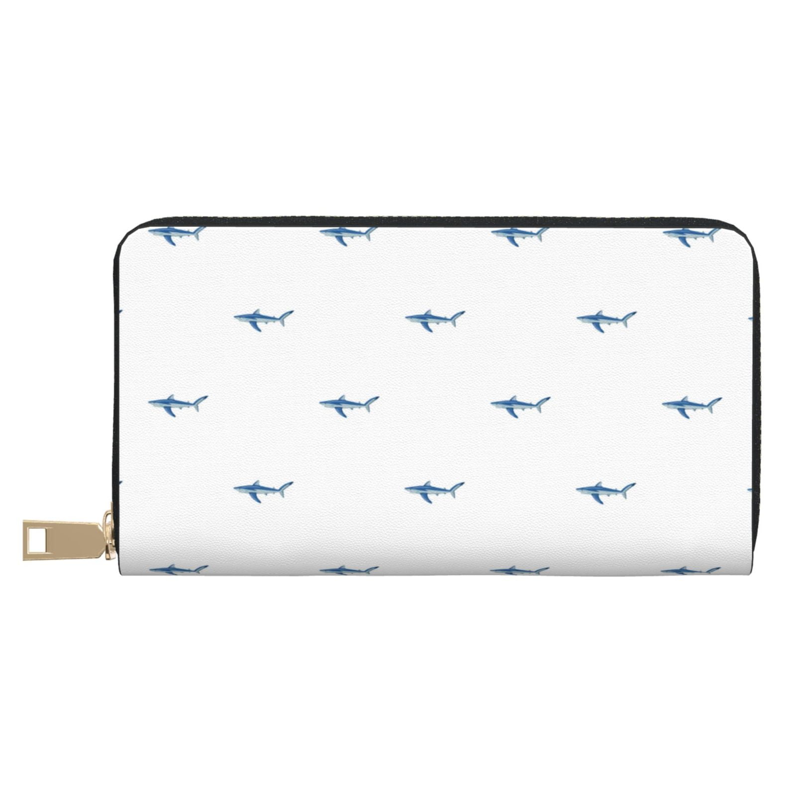 Cartoon Cool Cute Shark_C Wallet Women, Leather Bifold Multi Card ...