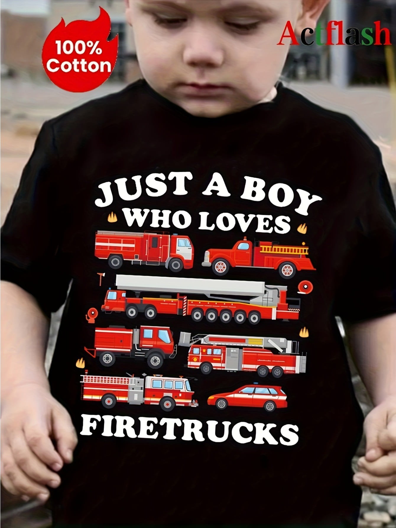 Cartoon Cool Fire Trucks 3D Print Boys Comfortable Versatile Short ...