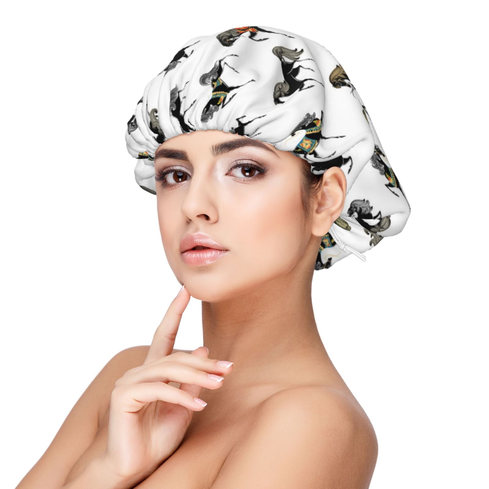 Cartoon Cool Horse Black White Silk Bonnet for Sleeping Women/Men ...