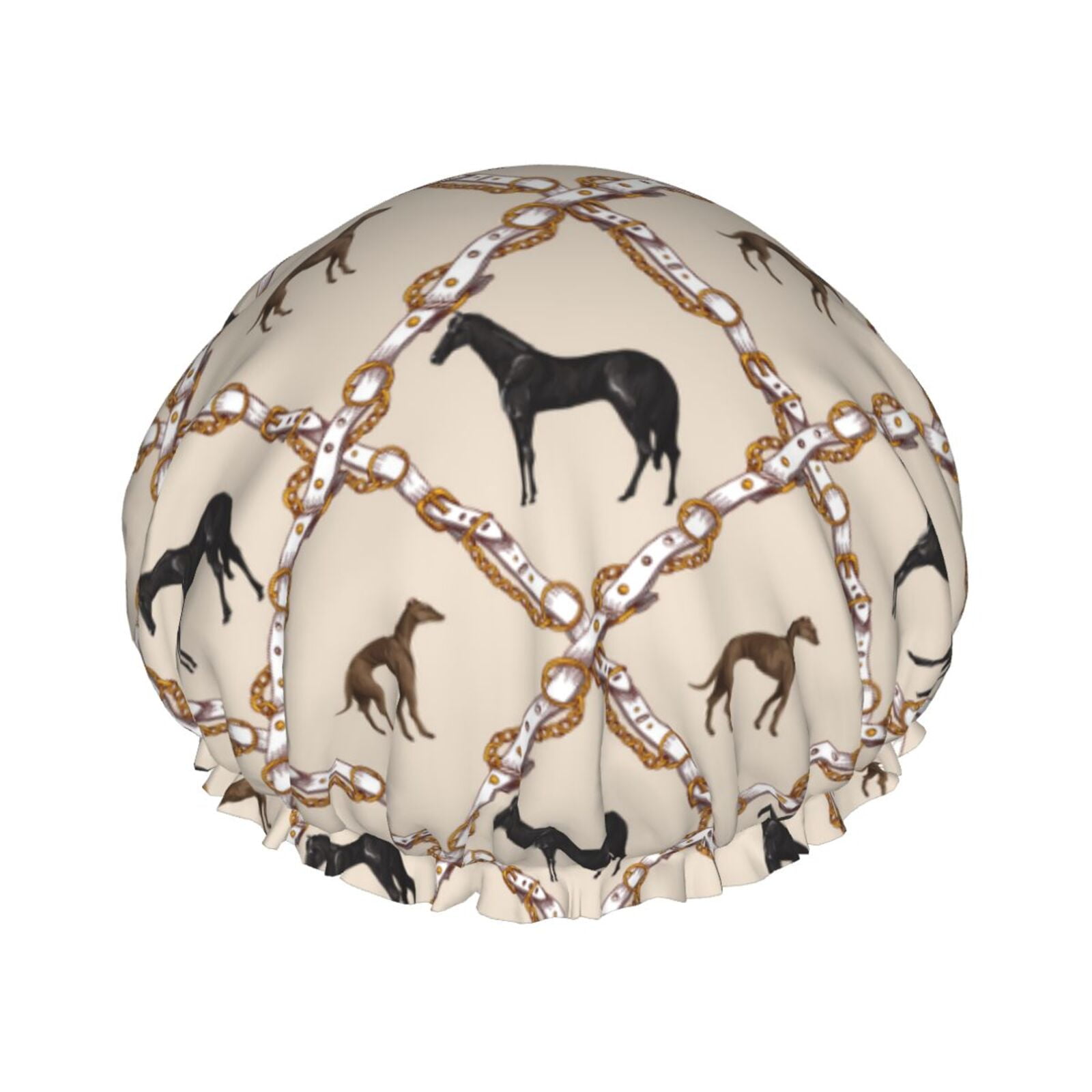 Cartoon Cool Horse Hunting Dog Shower Cap, Reusable Bath Hair Hat for ...