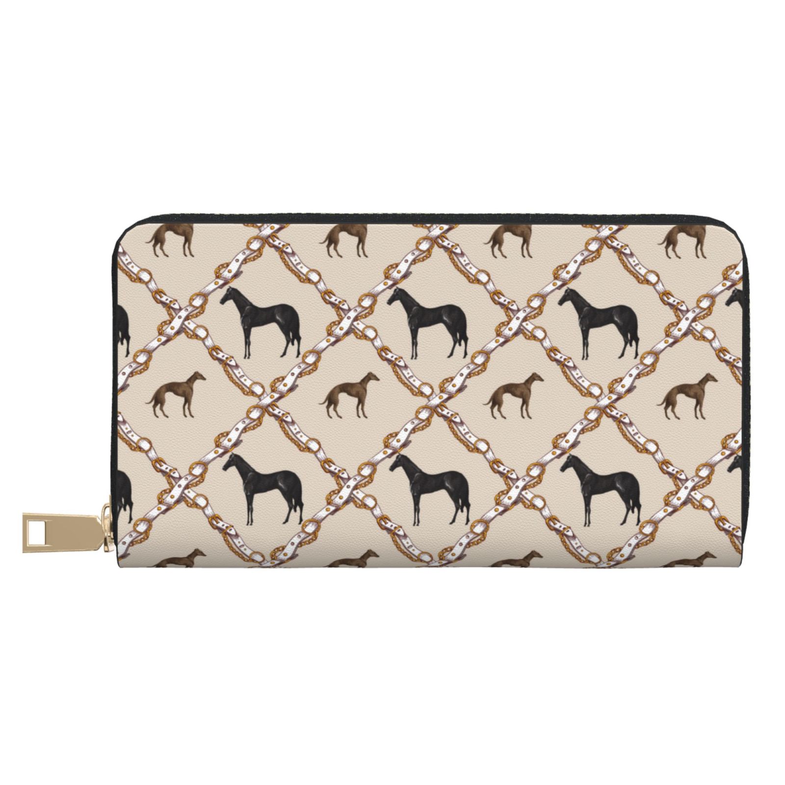 Cartoon Cool Horse Hunting Dog Wallet Women, Leather Bifold Multi Card ...