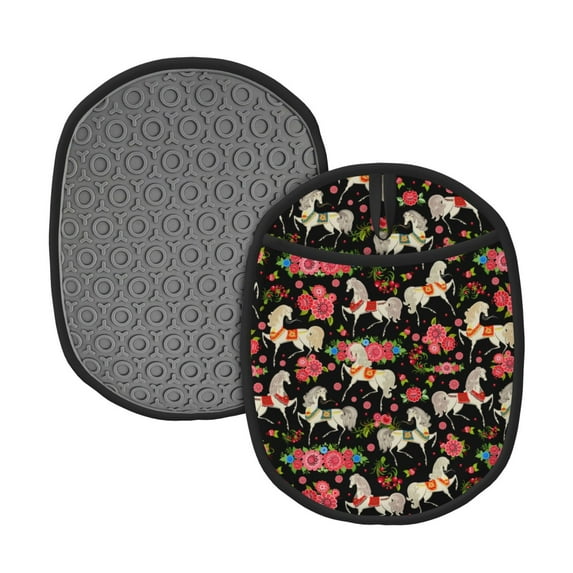 Cartoon Cool Horse White Flower Pot Holders for Kitchen - Heat ...