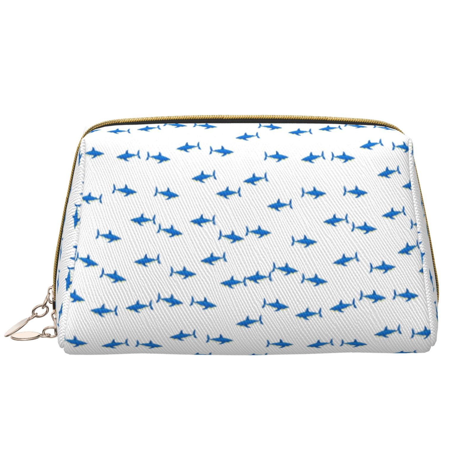 Cartoon Cool Shark Blue_C Makeup Bag, Large Capacity Travel Cosmetic ...