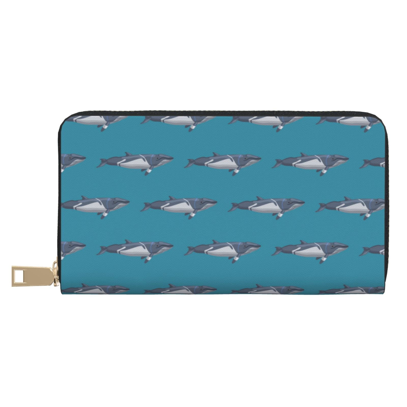 Cartoon Cool Whale Wallet Women, Leather Bifold Multi Card Wallet ...