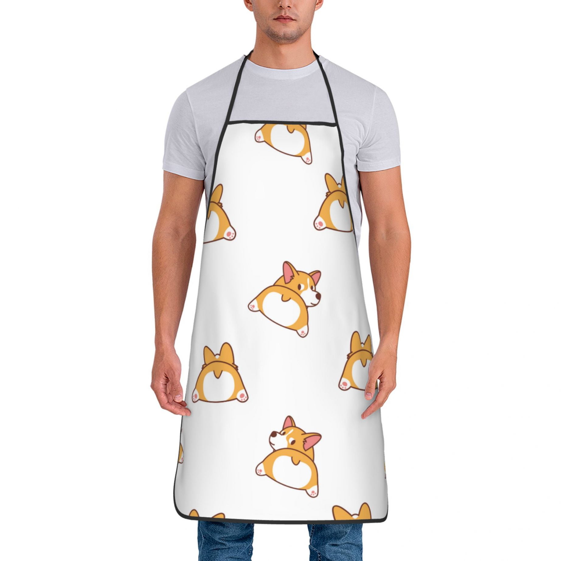 Cartoon Corgi Aprons for Women Men Waterproof Apron Kitchen Chef ...