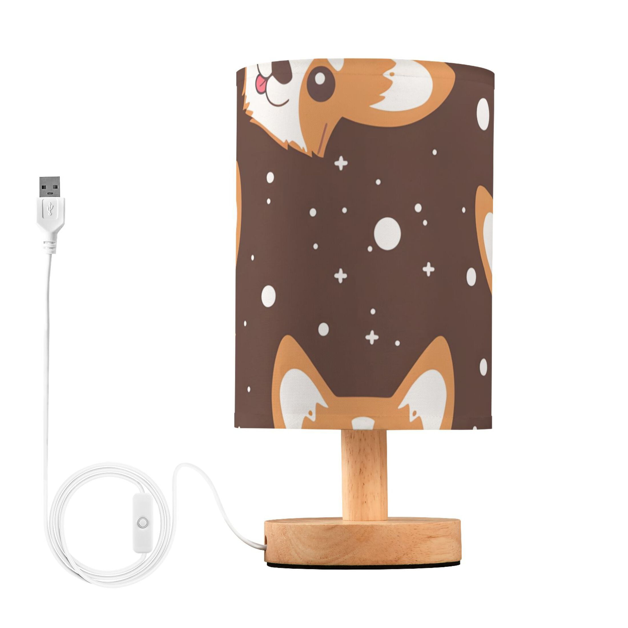 Cartoon Corgi Dog Face Bedside Desk Lamp LED Table Nightstand Lamps ...