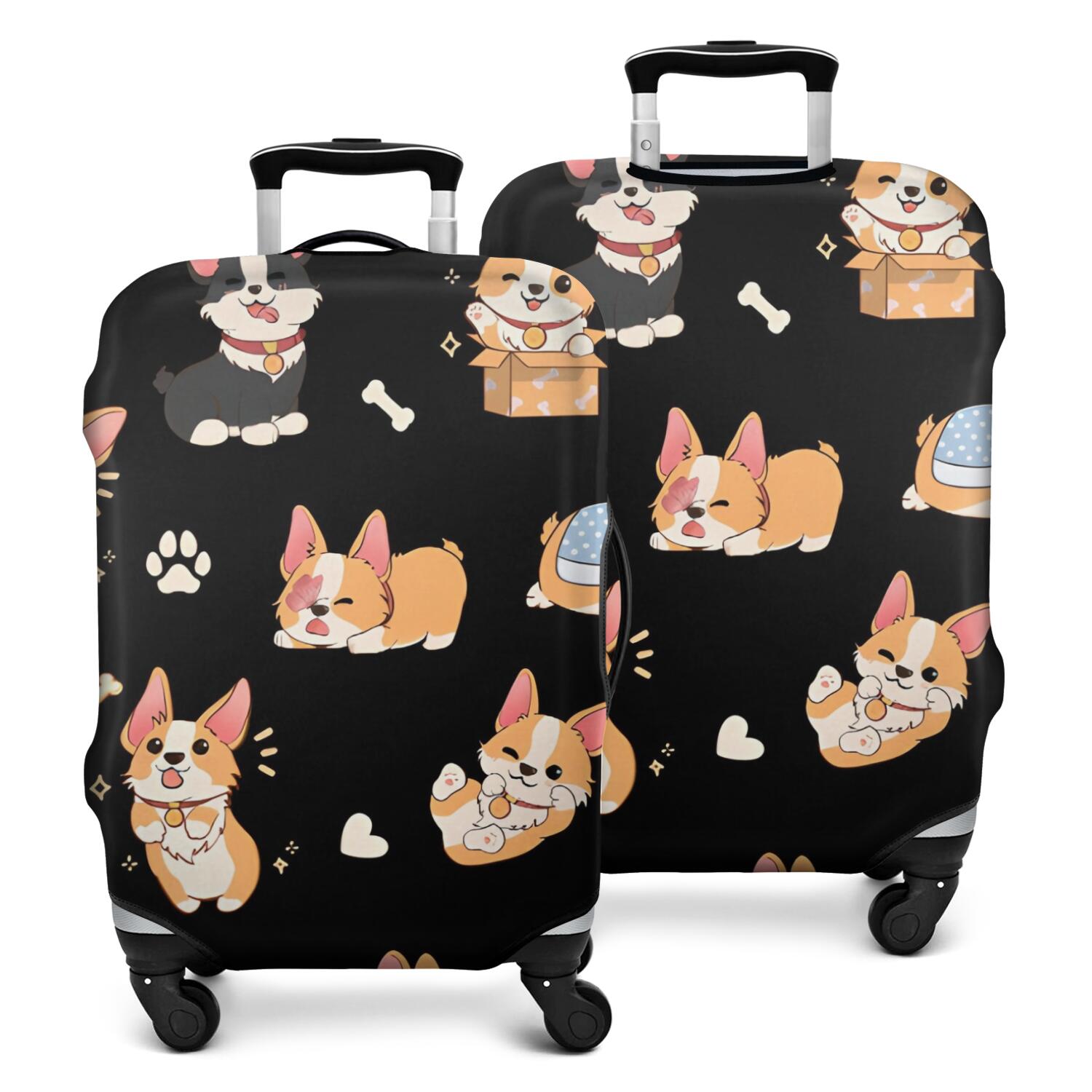 Cartoon Corgi Dog and Footprints Luggage Cover Fashion Suitcase Cover ...