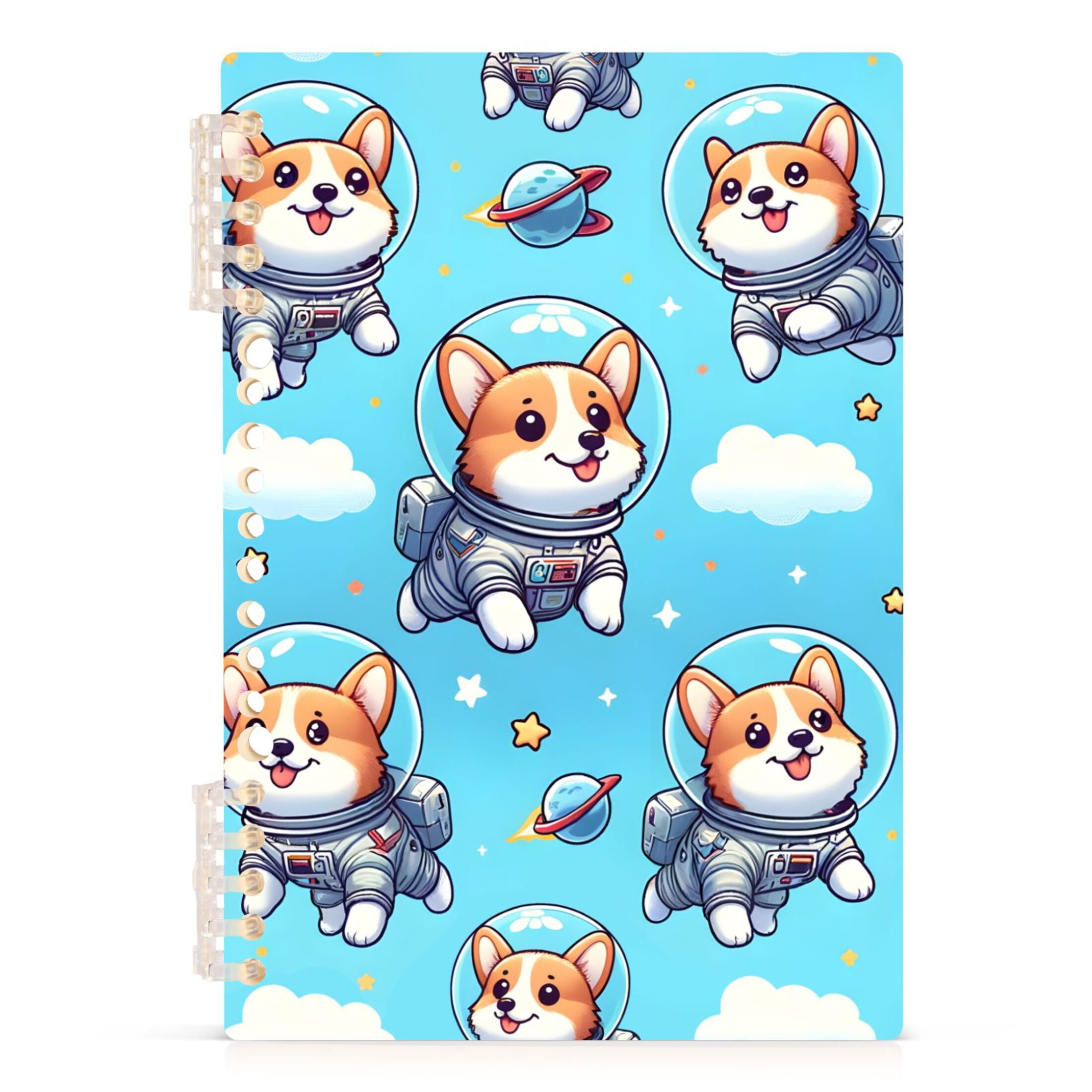 Cartoon Corgi Dogs Space Spiral Journal Notebook College Ruled Notebook ...