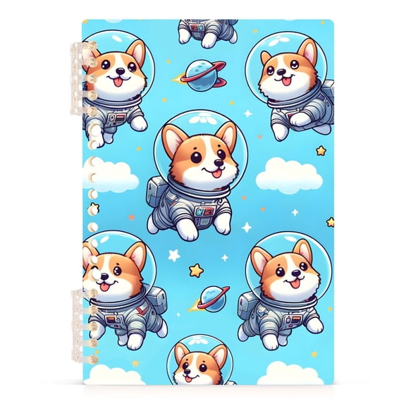Cartoon Corgi Dogs Space Spiral Journal Notebook College Ruled Notebook ...