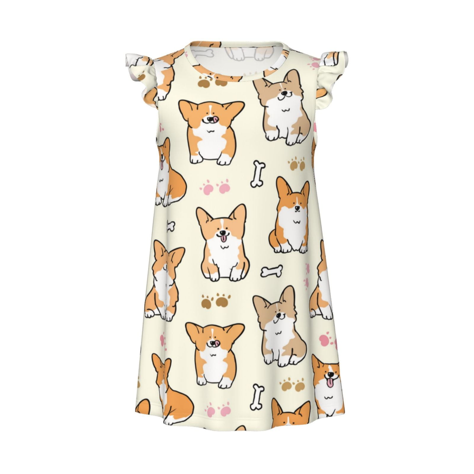 Cartoon Corgi Girls Nightgowns, Pajamas for Girls, Soft Flutter Short ...