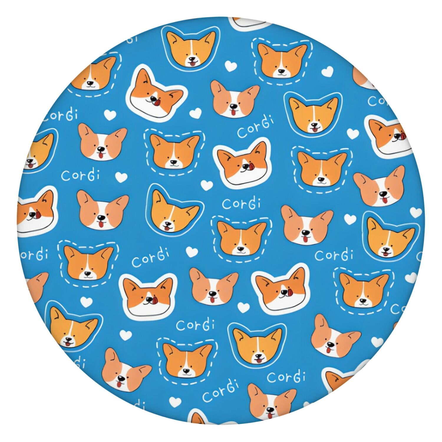 Cartoon Corgi Round Fitted Tablecloth with Elastic Edge,Dining Table ...