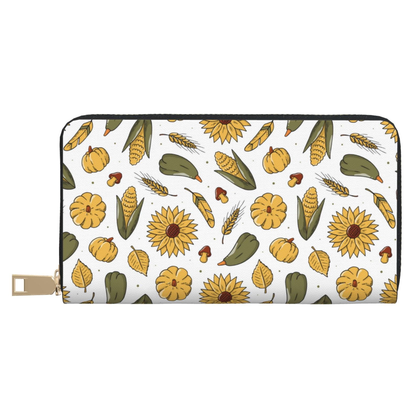 Cartoon Corn Pumpkin Sunflower Wallet Women, Leather Bifold Multi Card ...