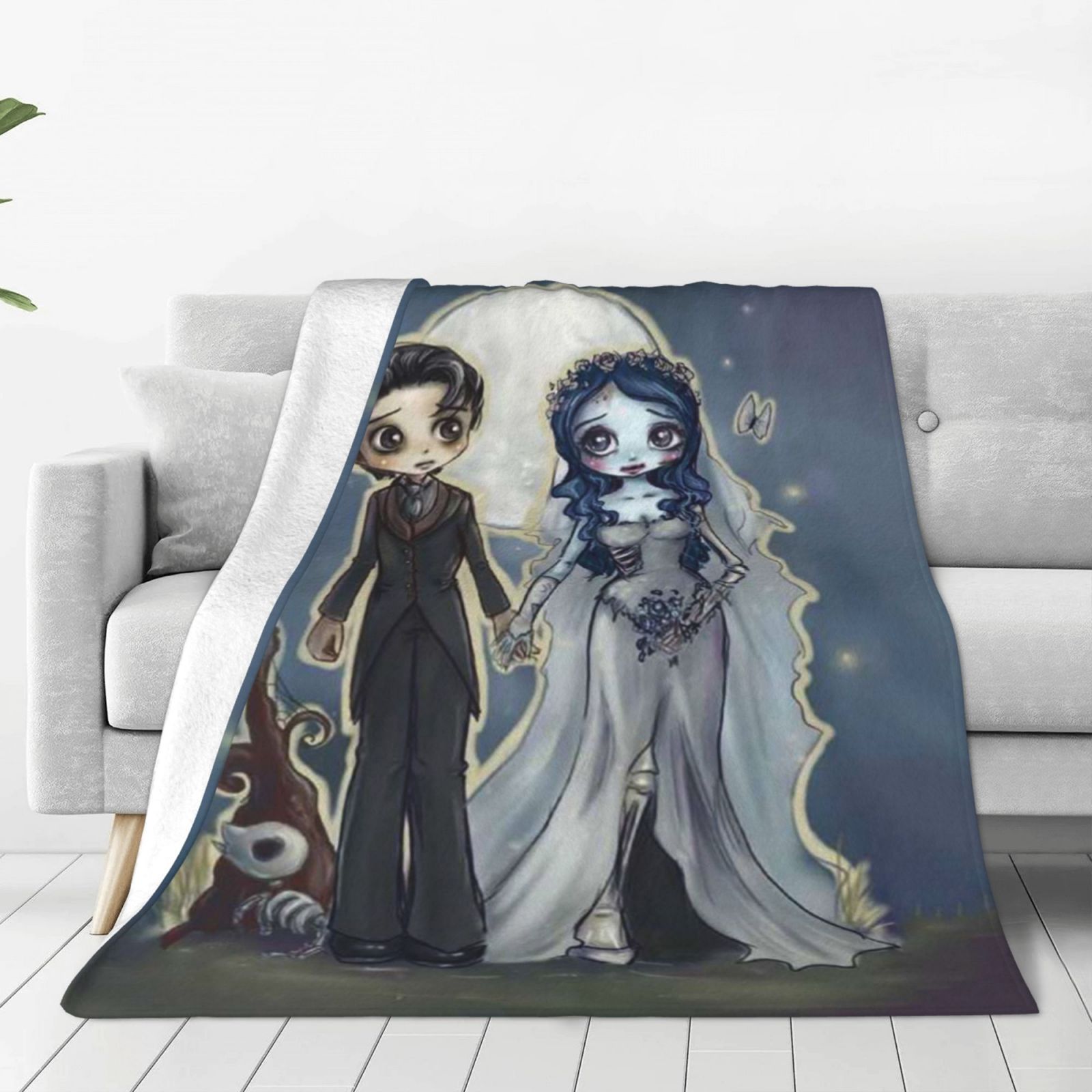 Cartoon Corpse Bride Flannel Blanket Cozy Ultra-Soft Micro Fleece Throw ...