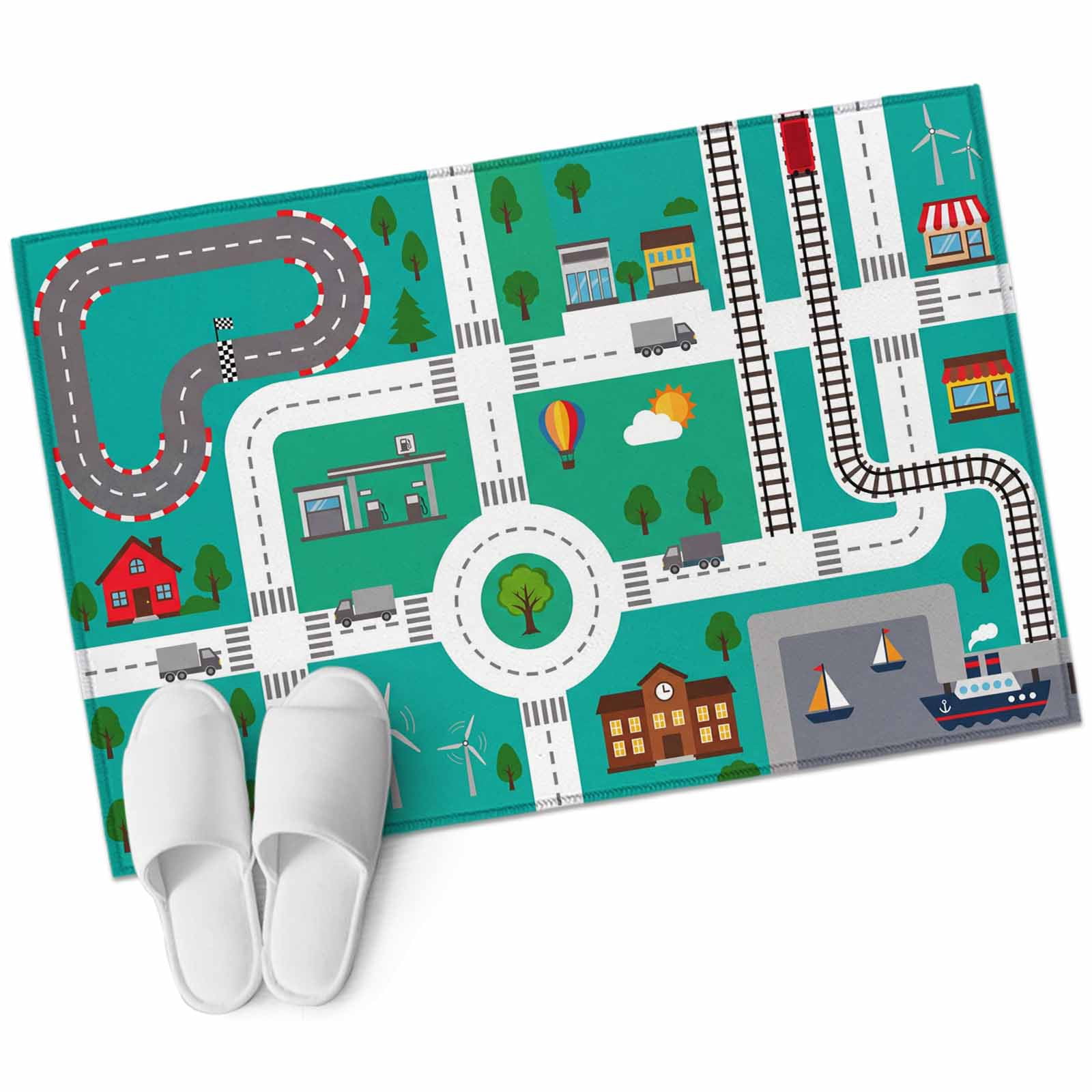 Cartoon Country Bathroom Rug Washable 2x3 Entryway Rug Non Slip ...