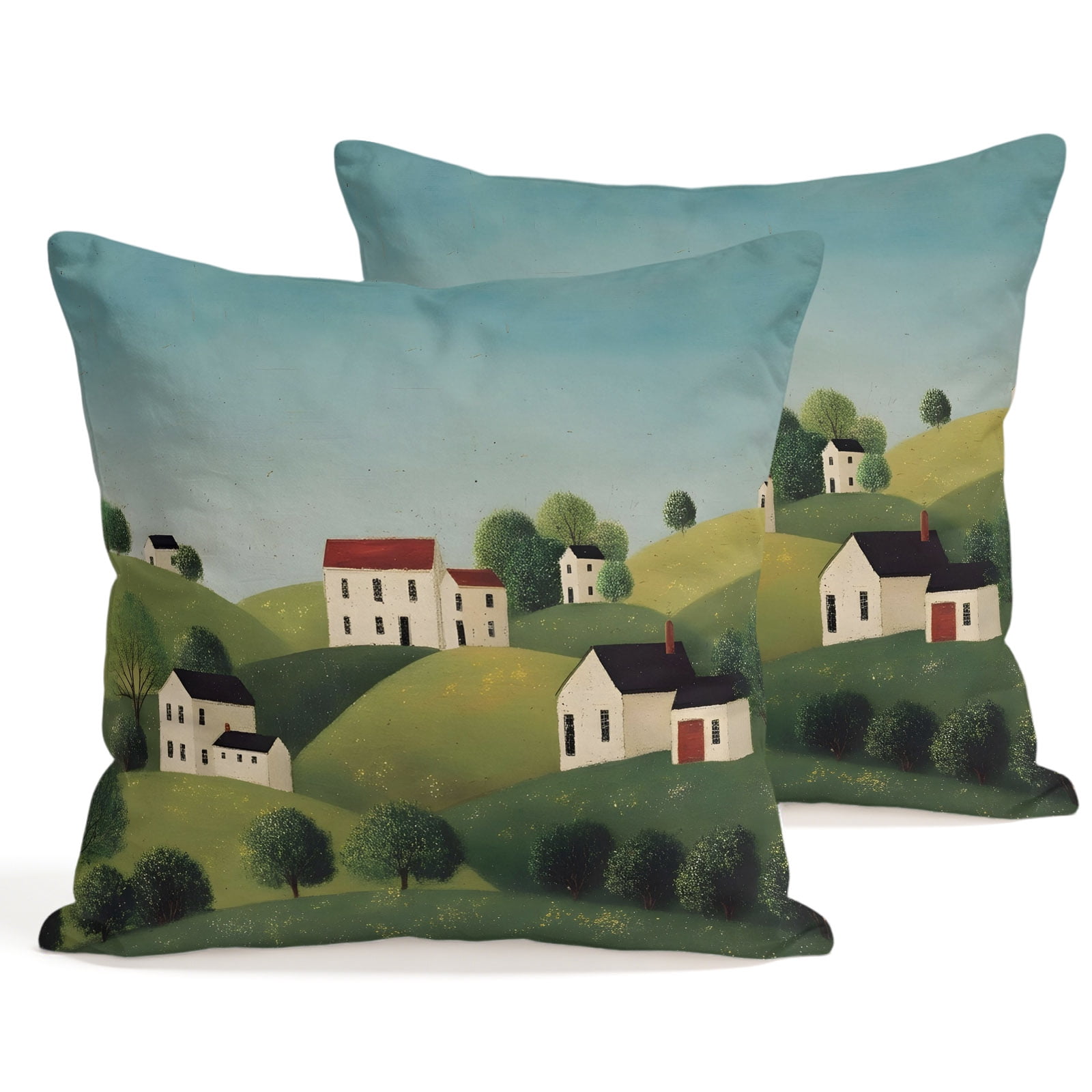 Cartoon Country Throw Pillow Covers 20 x 20 Inch Pillow Covers Set of 2 ...