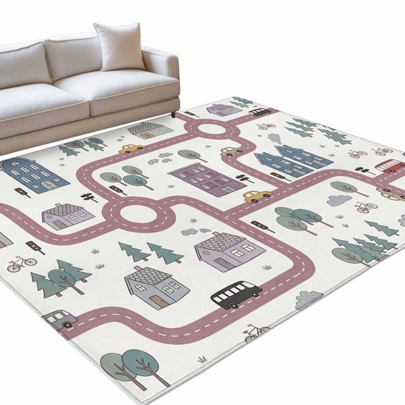 Cartoon Country Washable Rug 2.7x5 Area Rug for Living Room Bedroom Non ...