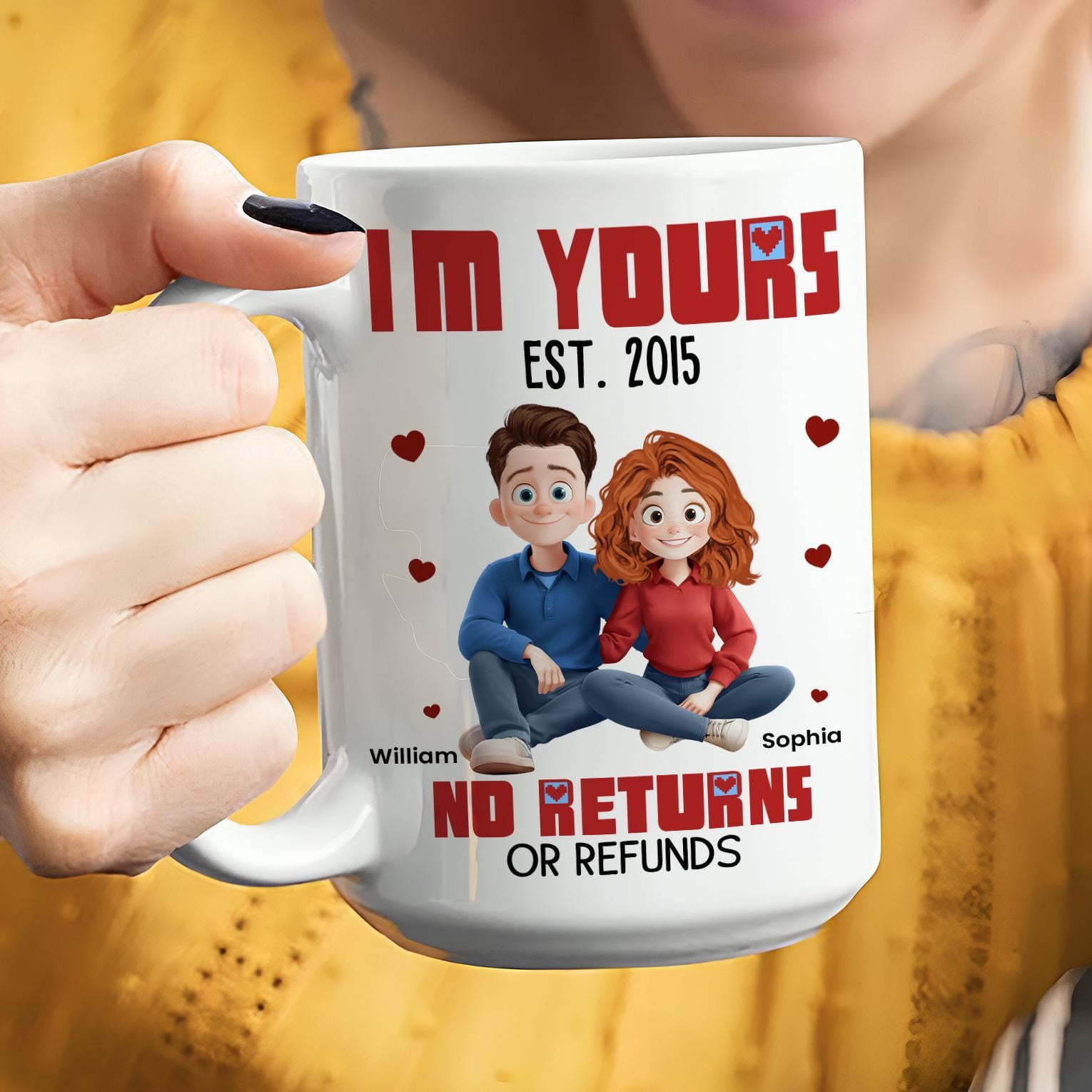 Cartoon Couple I 39 m Yours No Returns Or Refunds Personalized Mug for ...