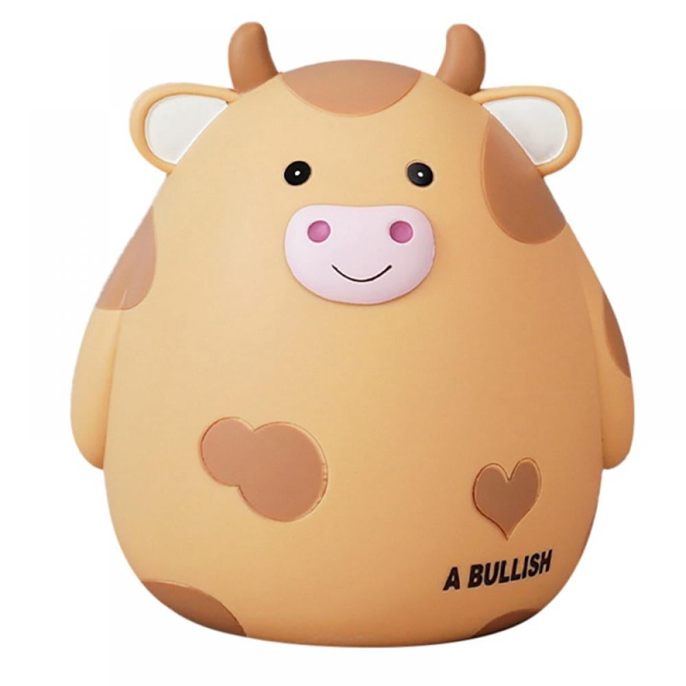 Cartoon Cow Coin Bank Cow Figurine Piggy Bank Cute Cow Ornament Money ...