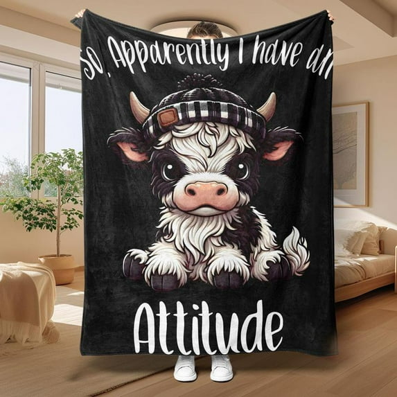 Cartoon Cow Pattern Soft Fleece Blanket, 1 Count Soft Air-conditioned ...