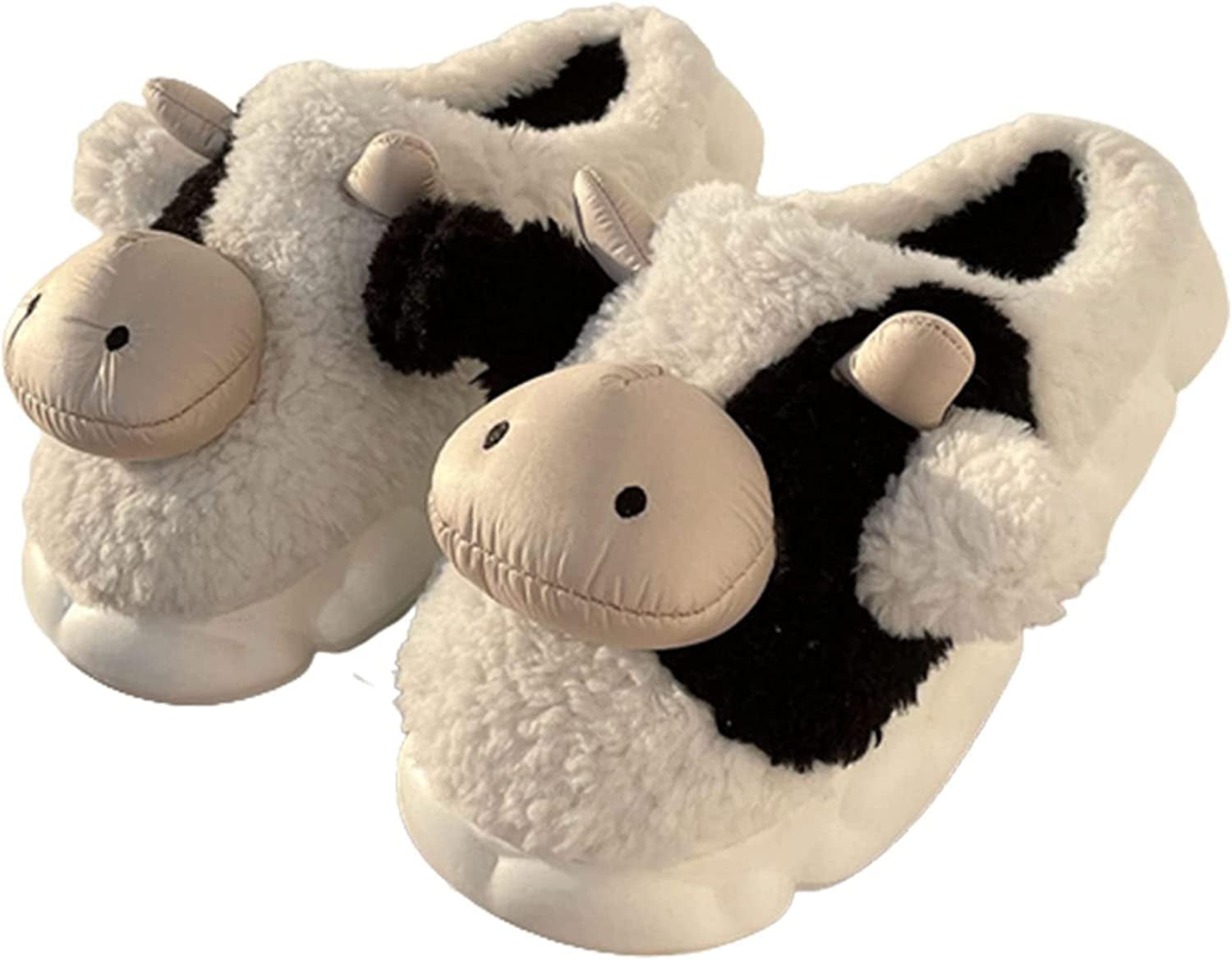 Cartoon Cow Slippers, Mute Linen Slides, Indoor Soft Thick Sole Animal ...
