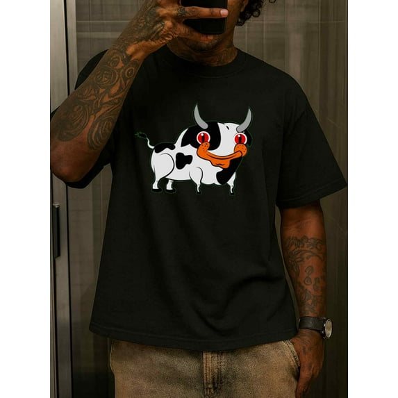 Cartoon Cow Tee Christmas funny t shirts t shirt men's 180G 100% Cotton ...