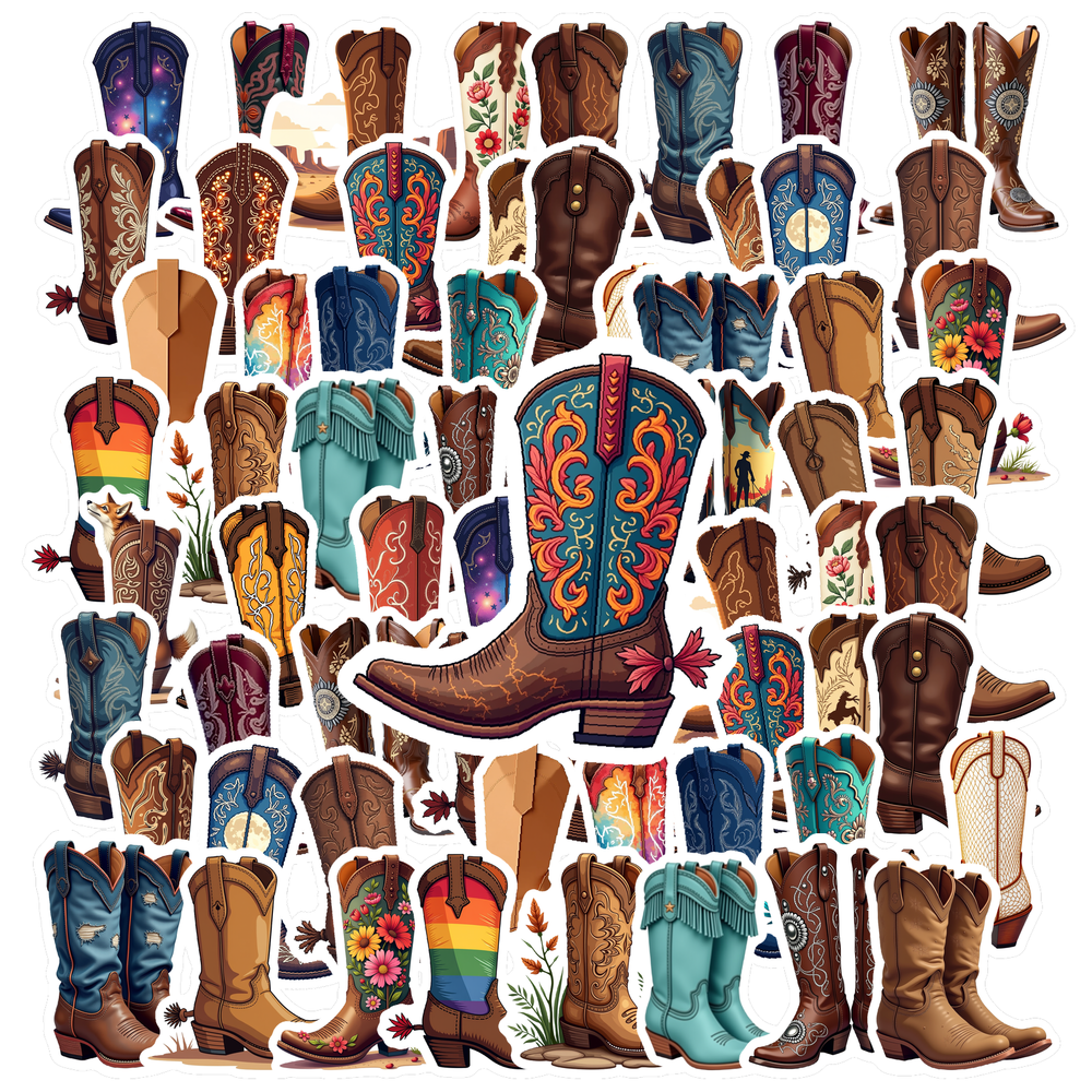 Cartoon Cowboy Boots Stickers, Waterproof Cowboy Boots Sticker for ...