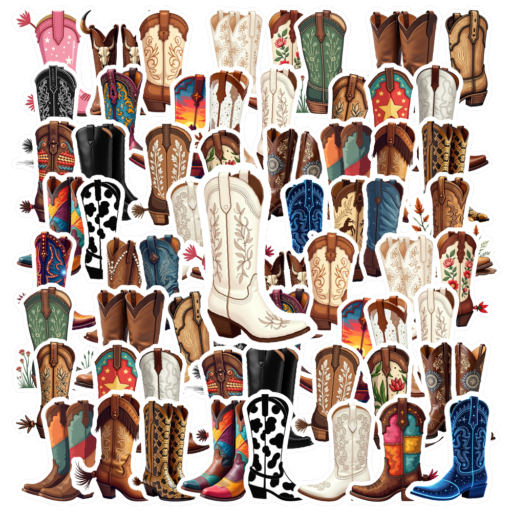 Cartoon Cowboy Boots Stickers, Waterproof Cowboy Boots Sticker for ...
