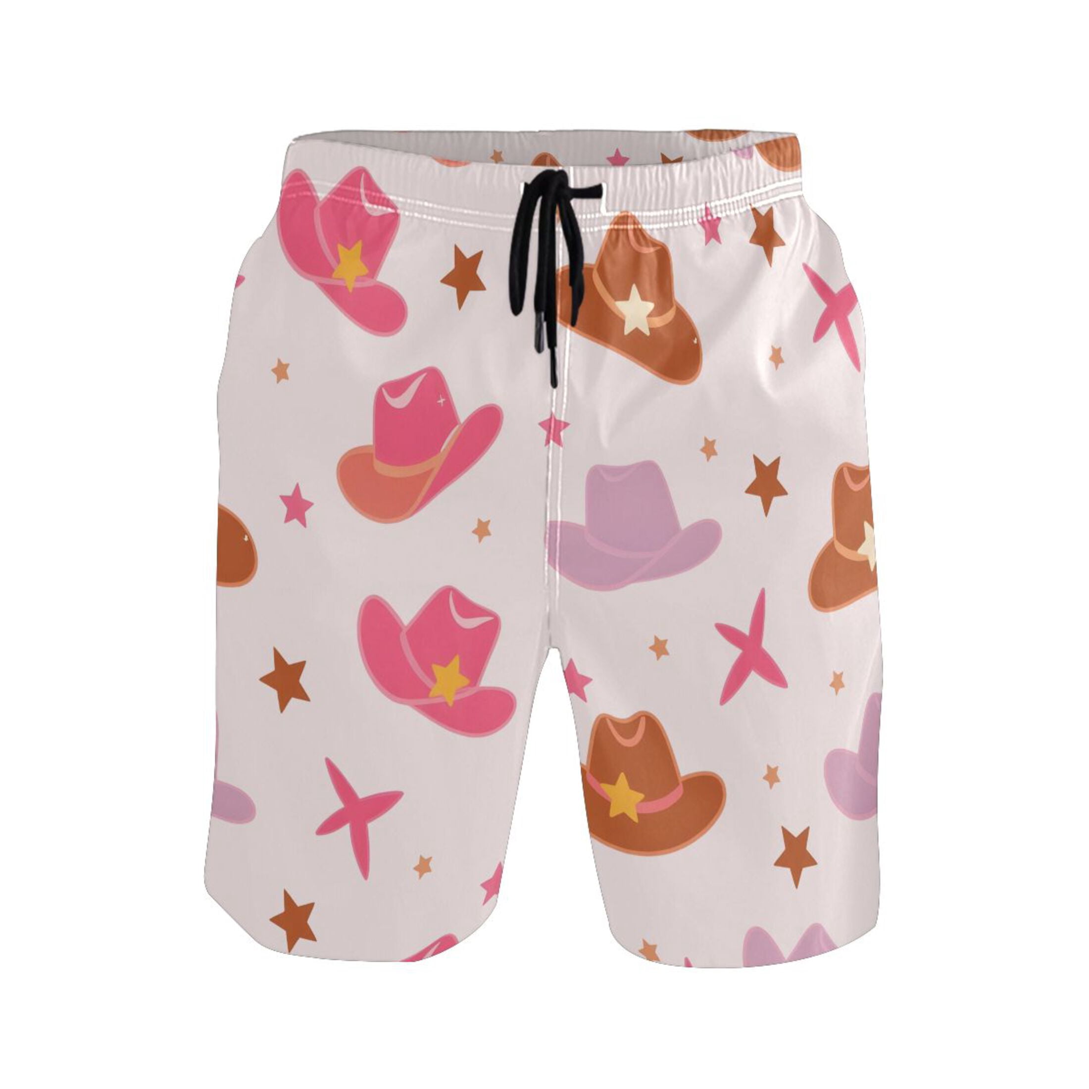 Cartoon Cowboy Hat Pattern Mens Swim Trunks Quick Dry Board Shorts ...