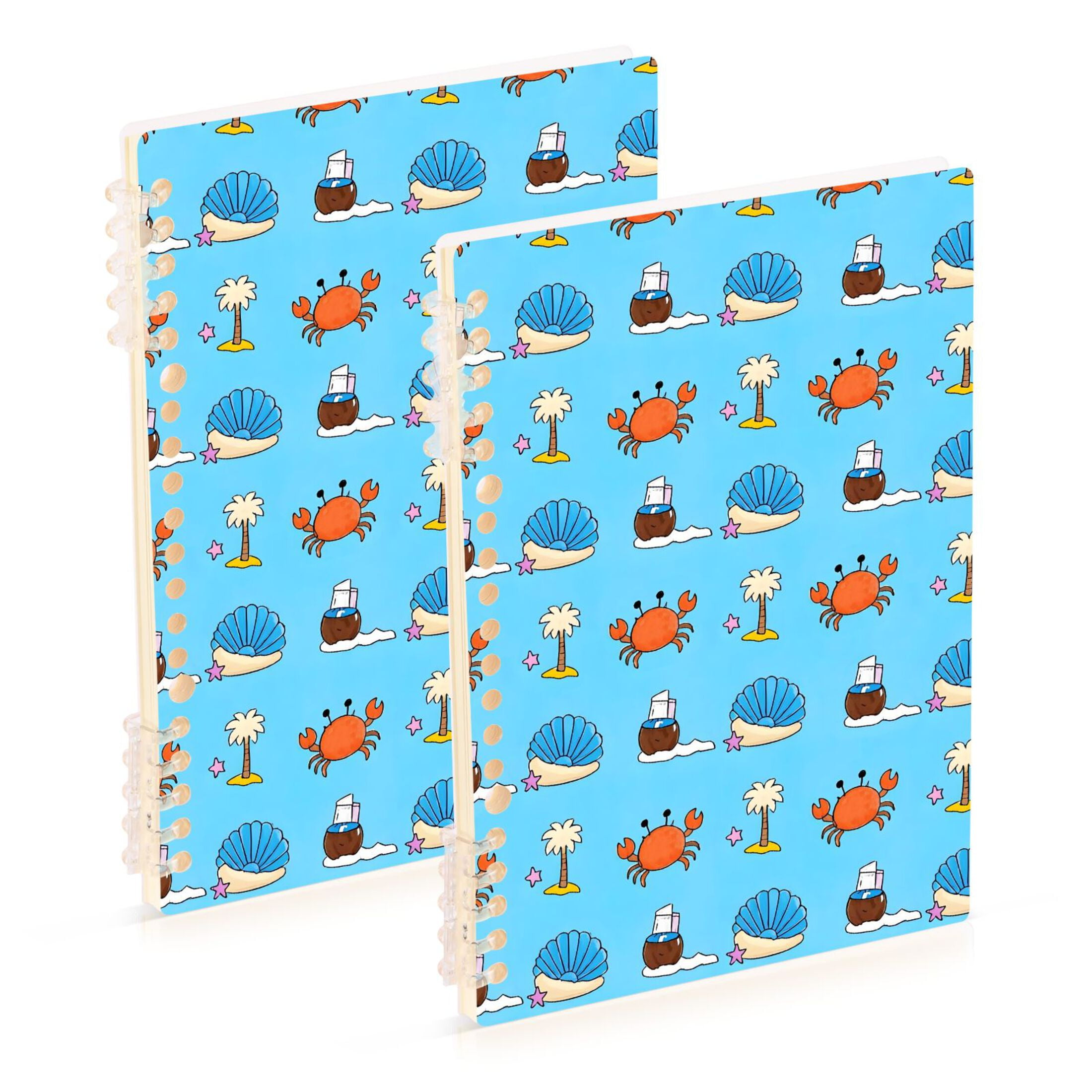 Cartoon Crab Shell Coconut Tree Notebooks 2 Pcs 1-subject Journal 60 ...