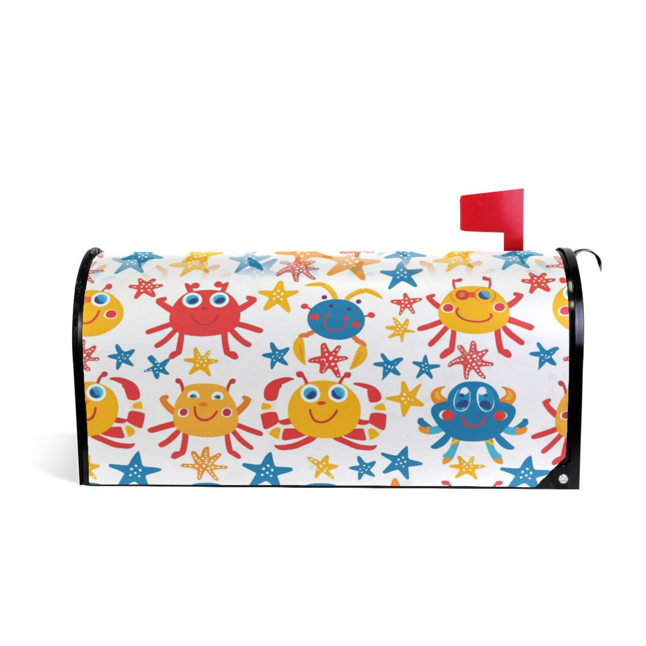 Cartoon Crab and Star Magnetic Mailbox Covers 21" X 18" Post Letter Box ...