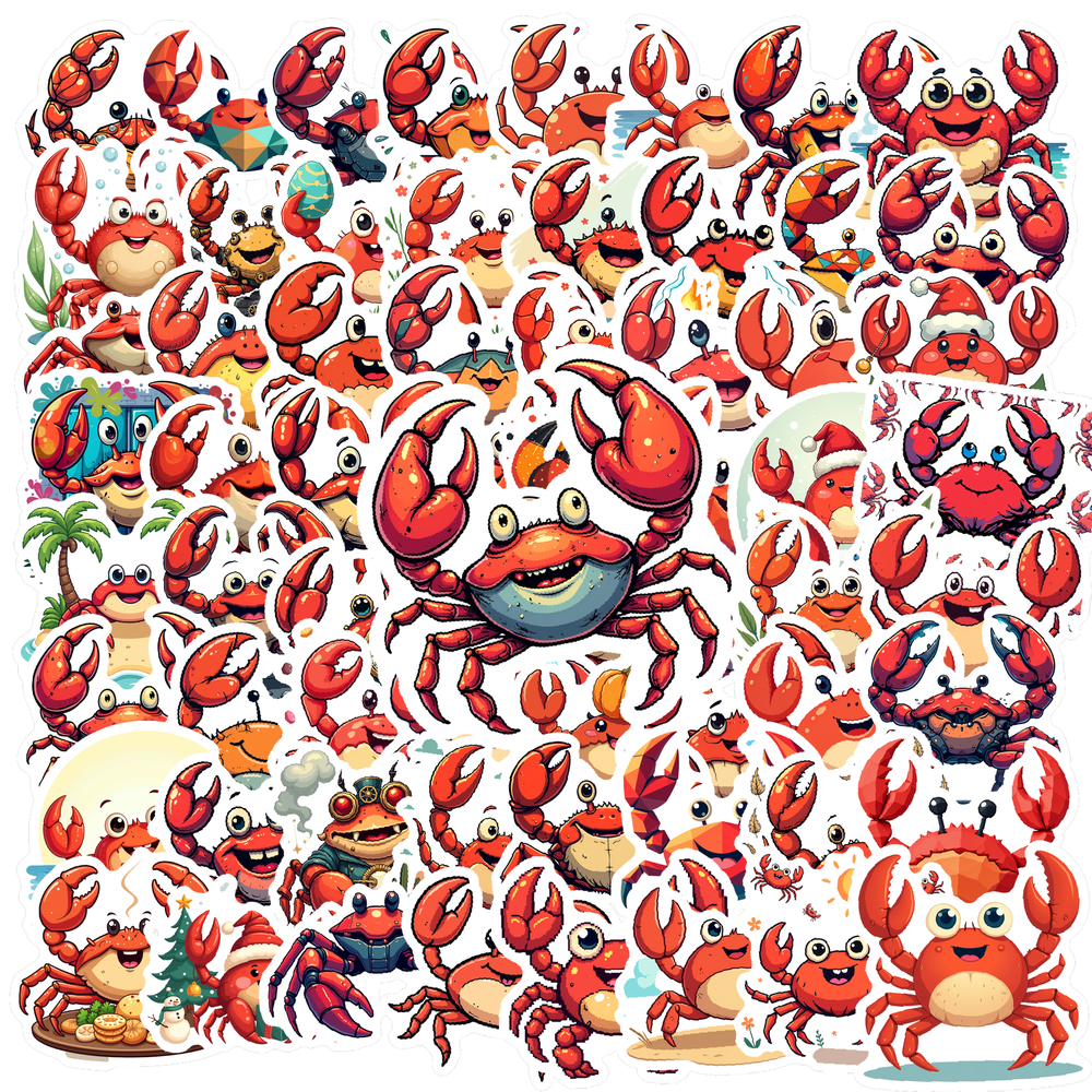 Cartoon CrabTheme Stickers, Waterproof CrabTheme Sticker for Water ...