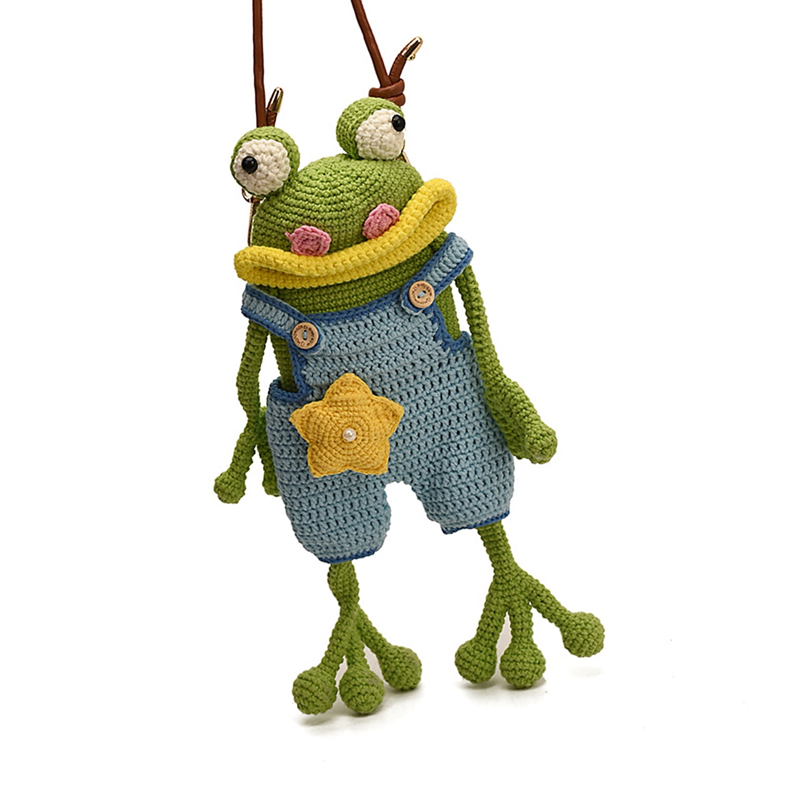 Cartoon Crochet Frogs Crossbody Bag Soft Knitted Fabric Shoulder Bag ...