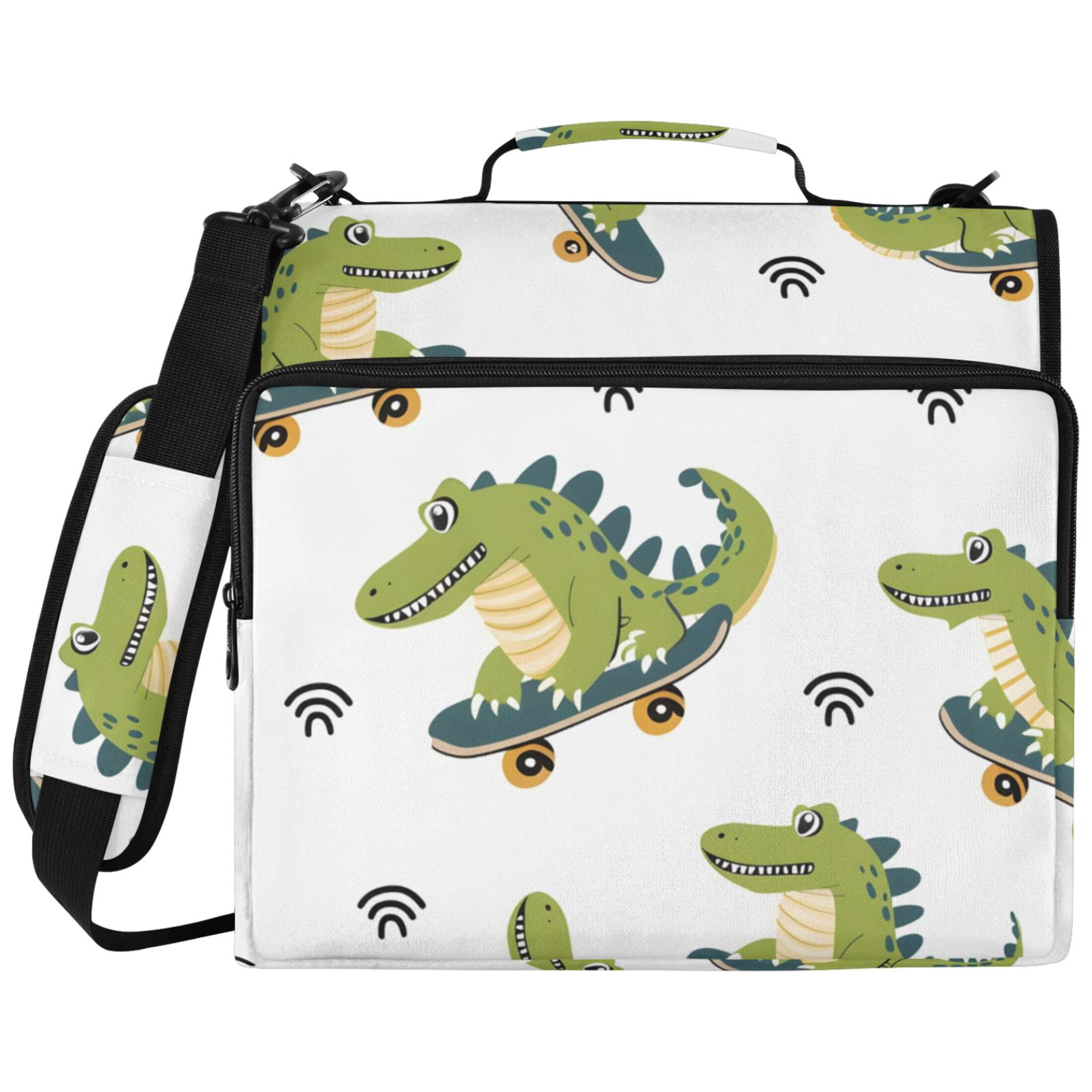 Cartoon Crocodile 3 Ring Binder Bag Zipper Binder Organizer with 14 ...