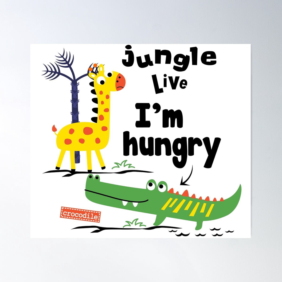 Cartoon Crocodile And Giraffe In Jungle, Hungry Crocodile With Giraffe ...
