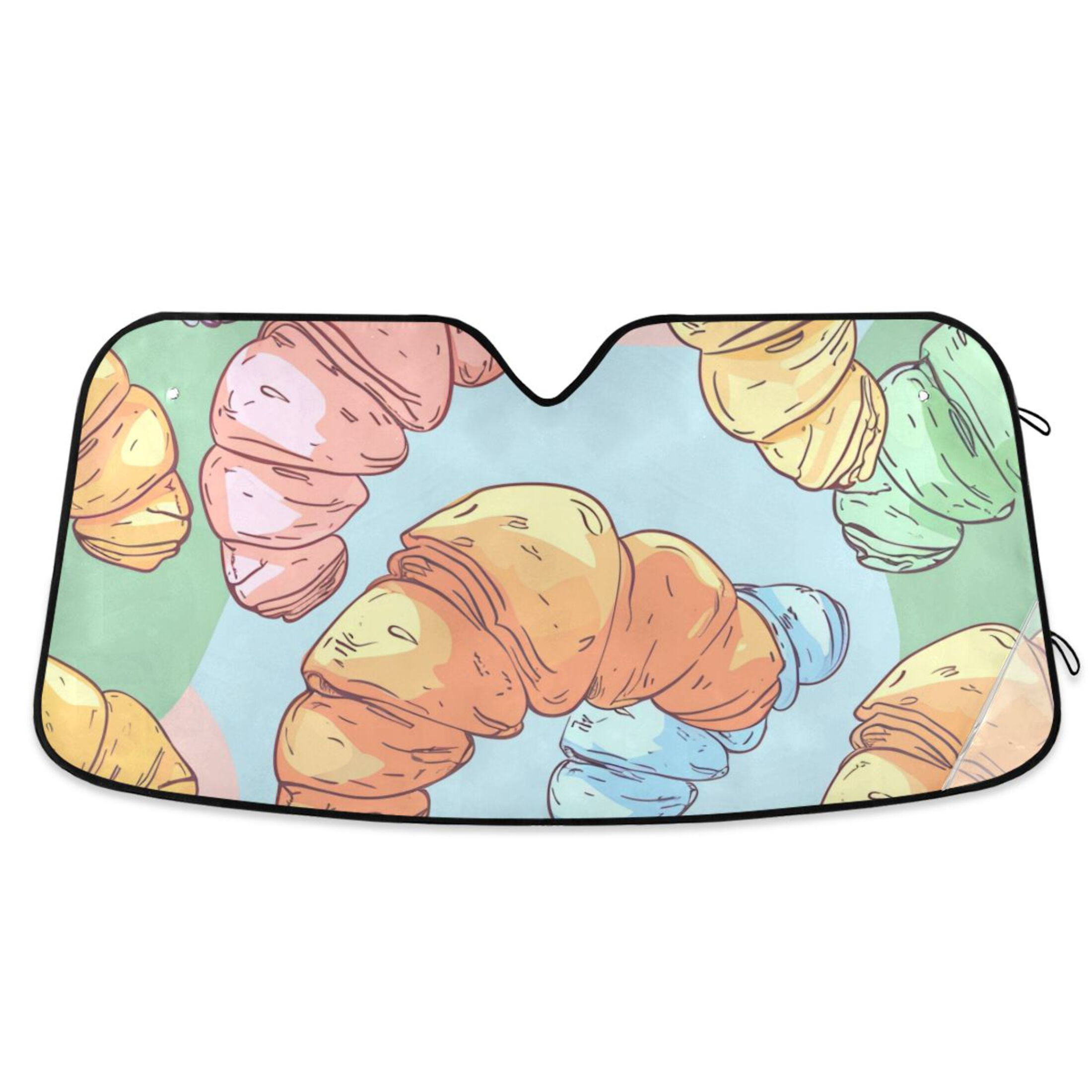 Cartoon Croissants Car Windshield Sun Shade Reflector Sunshade Foldable ...