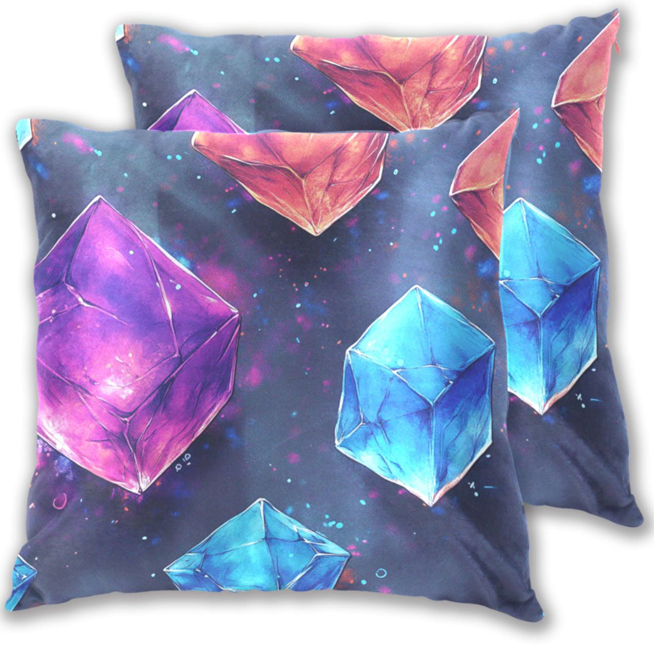 Cartoon Crystal Cube Throw Pillow Covers 16x16 Inch 2 Packs Decorative ...