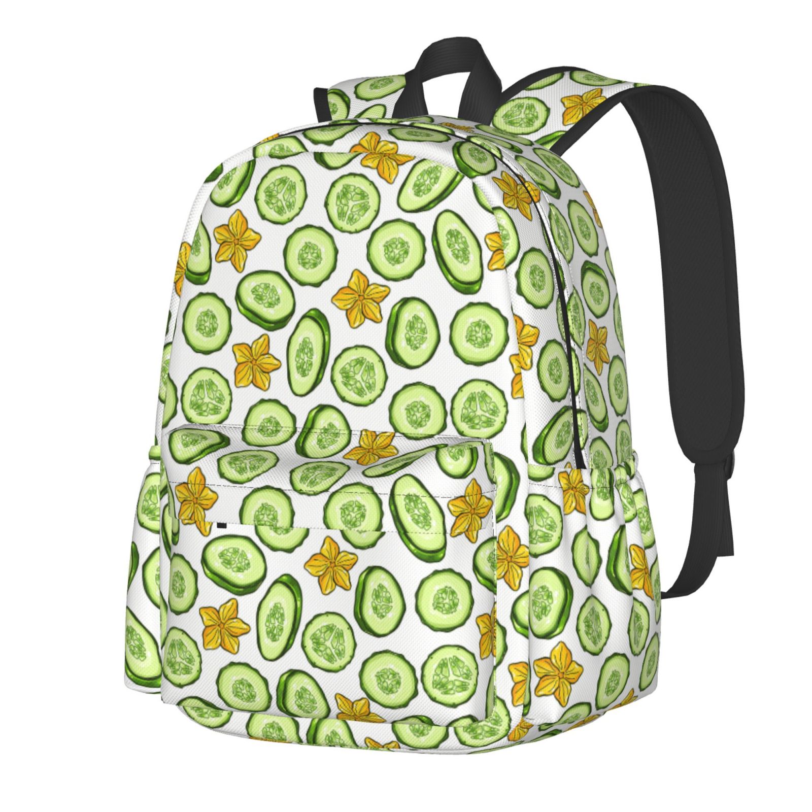 Cartoon Cucumber and Flower Pattern Backpack for Men Women Laptop ...