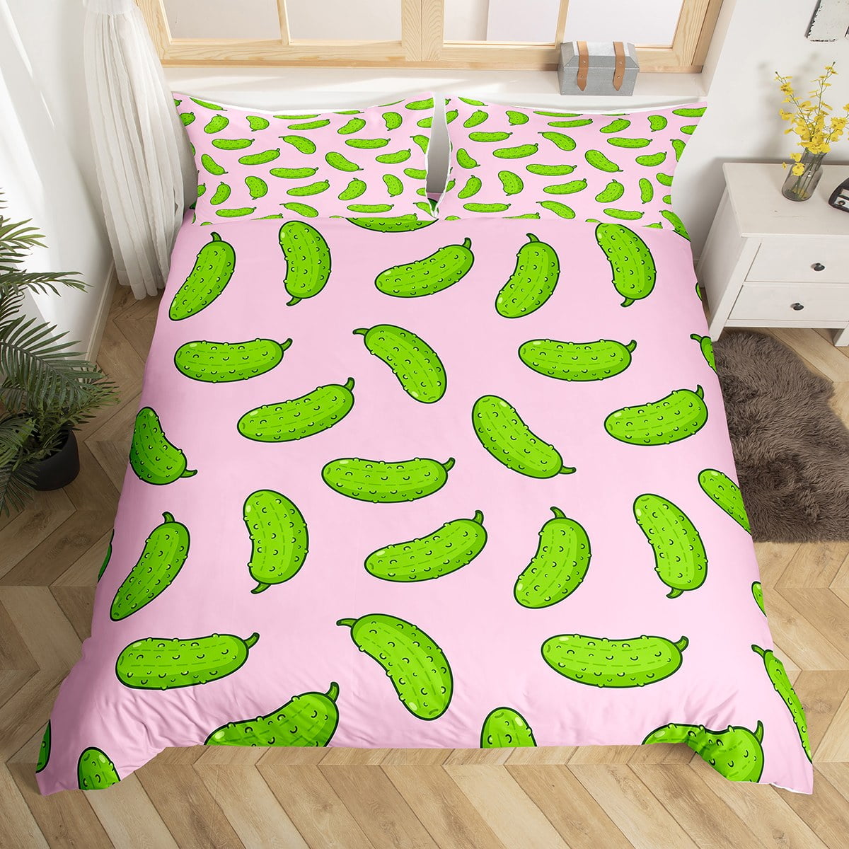 Cartoon Cucumbers Bedding Set 2Pcs Kids Green Pickle Cute Vegetable ...