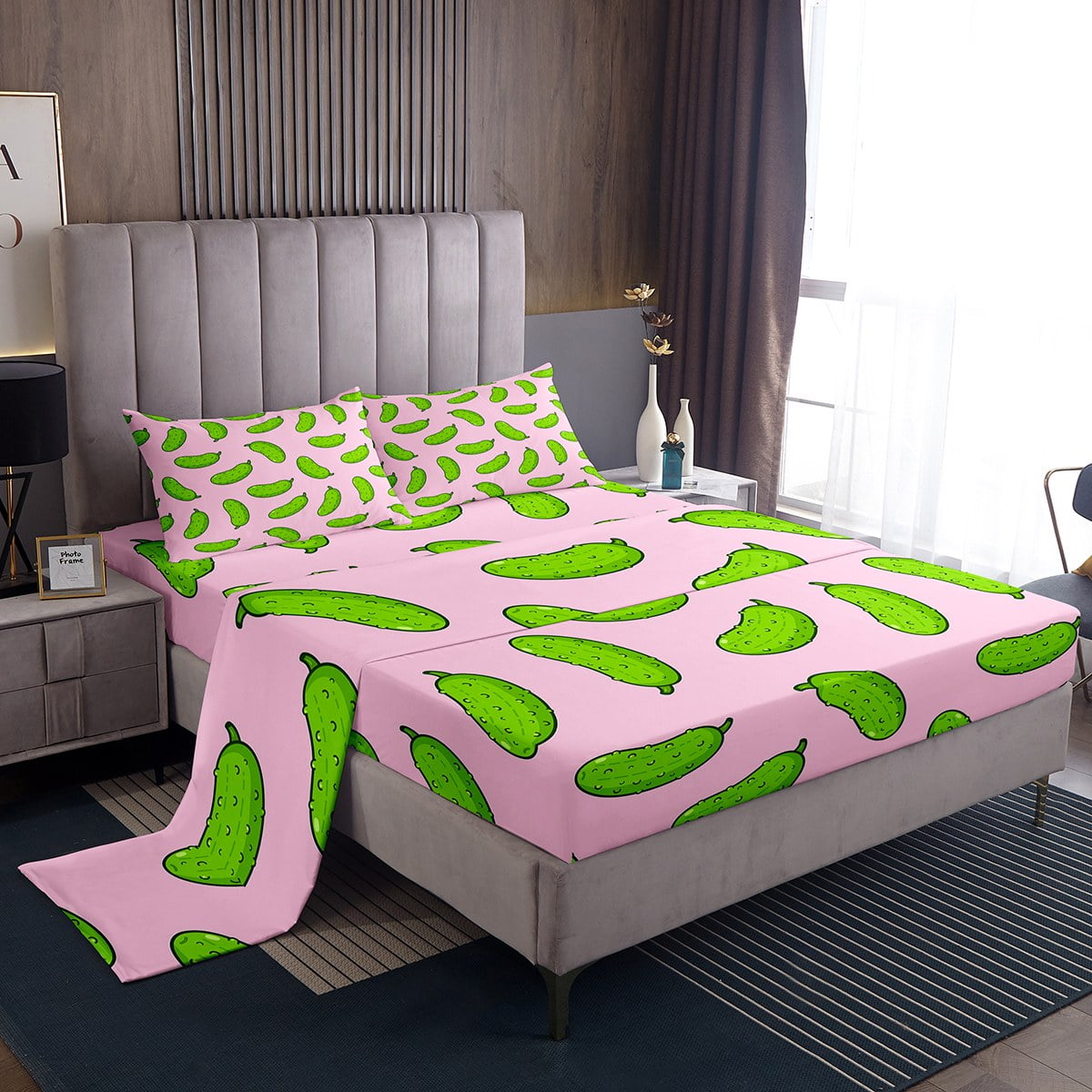 Cartoon Cucumbers Sheets 4Pcs Kids Green Pickle Cute Vegetable Bed ...