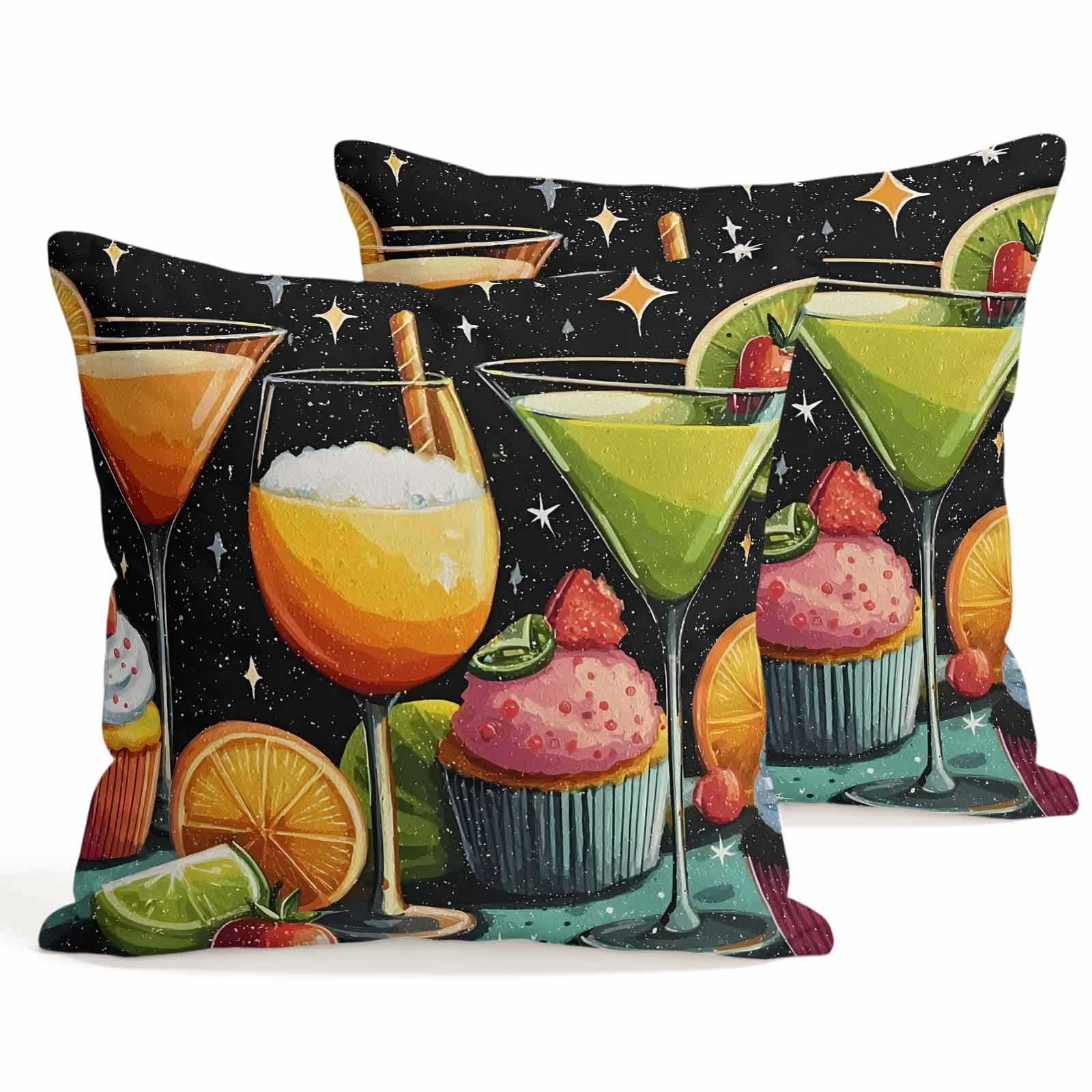 Cartoon Cupcakes Throw Pillow Covers 18 x 18 Inch Pillow Covers Set of ...