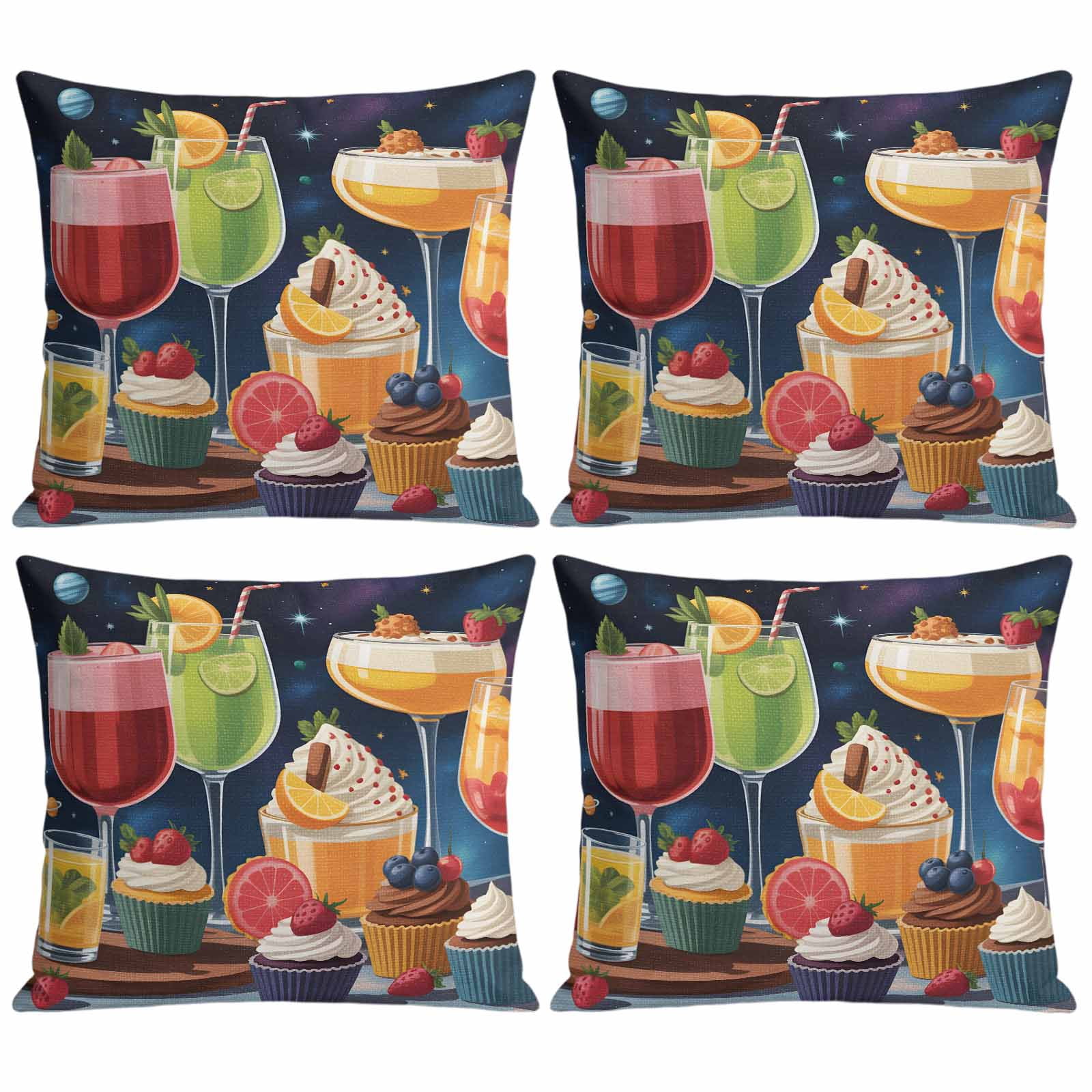 Cartoon Cupcakes Throw Pillow Covers 18 x 18 Inch Pillow Covers Set of ...