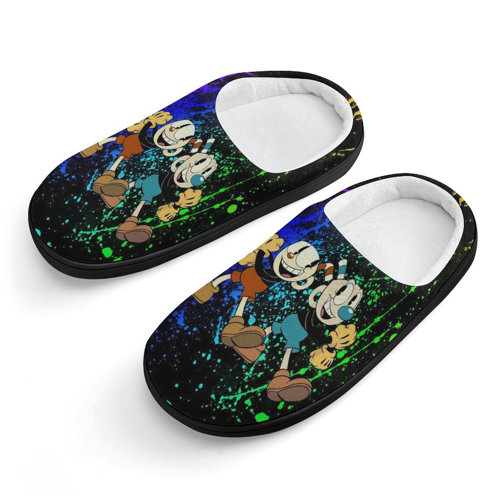 Cartoon Cuphead Show Kid's Cotton Slippers Winter Warm Soft Plush ...