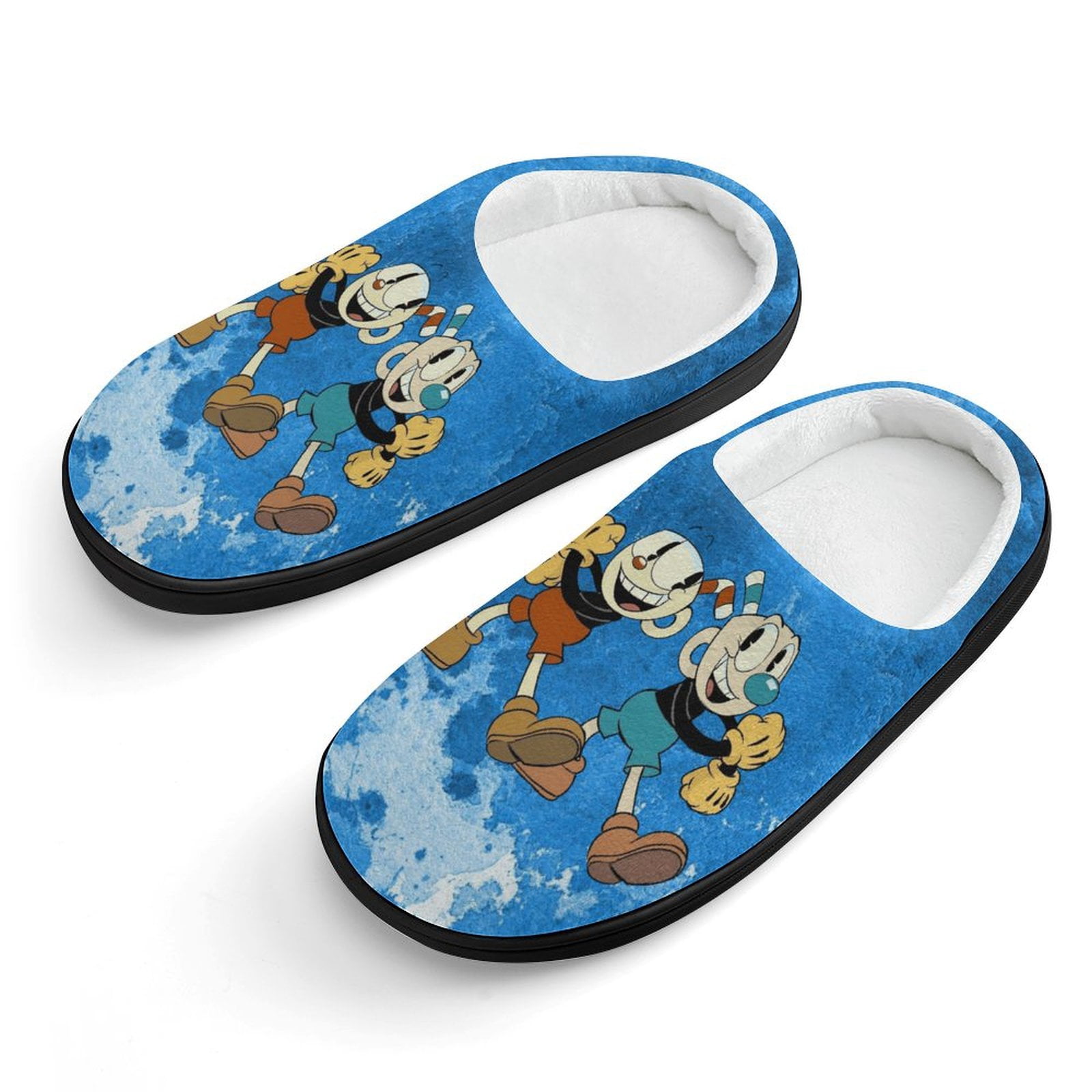 Cartoon Cuphead Show Kid's Cotton Slippers Winter Warm Soft Plush ...