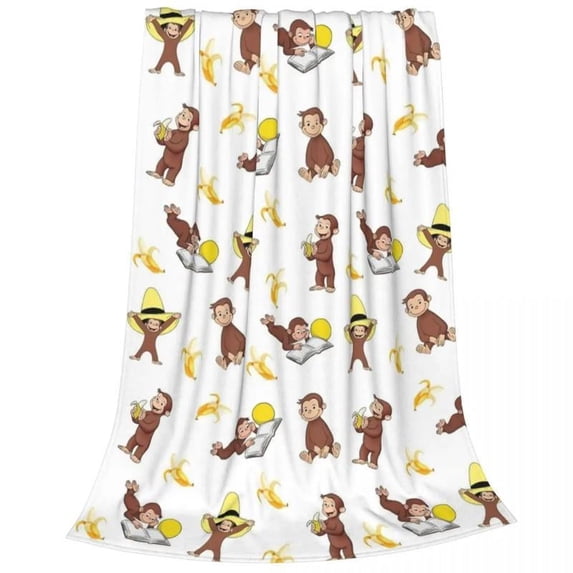 Cartoon Curious George Monkey Blanket Flannel Throw Blankets Summer Air ...