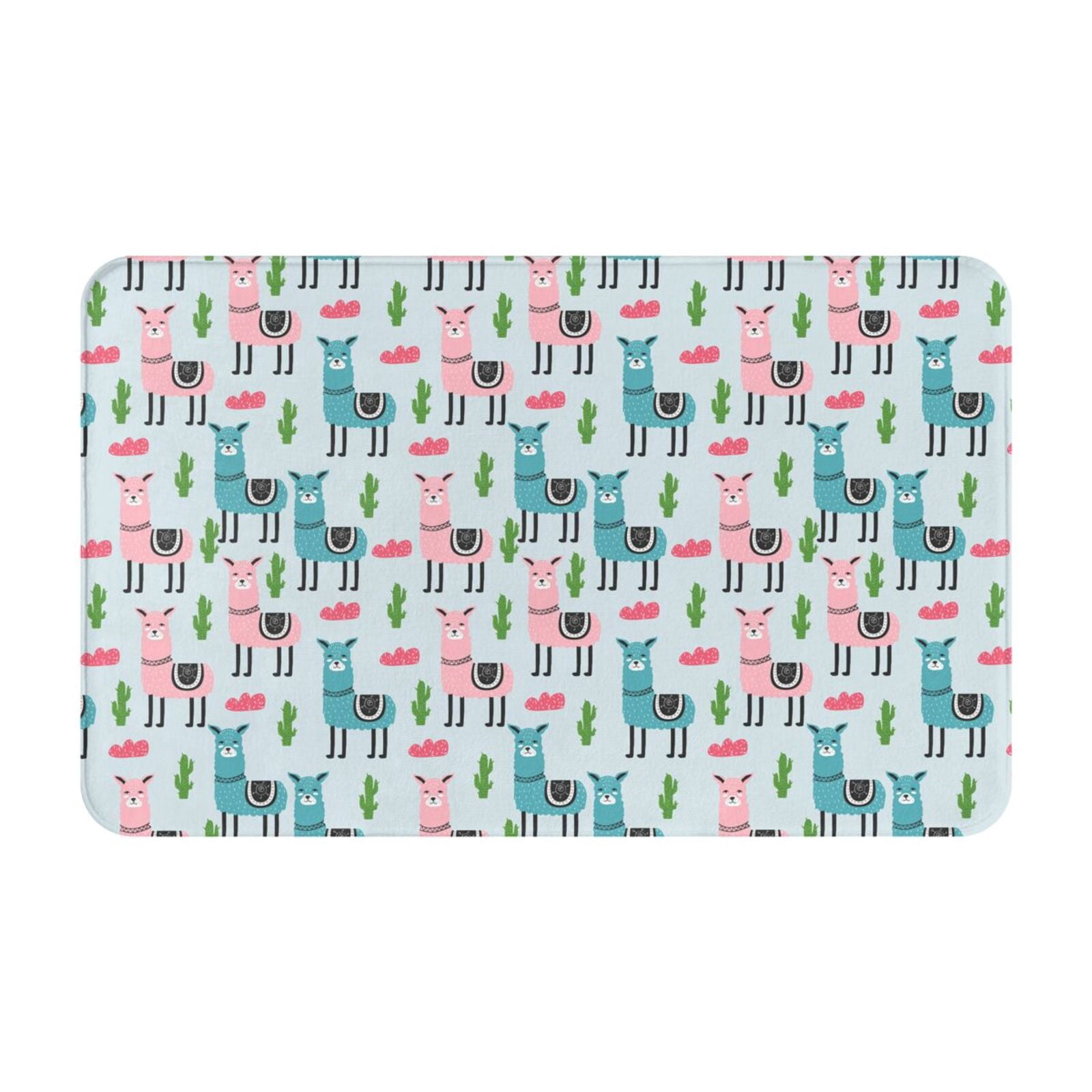 Cartoon Cute Alpaca Cactus Front Door Mat, Indoor Mats for Bedroom ...