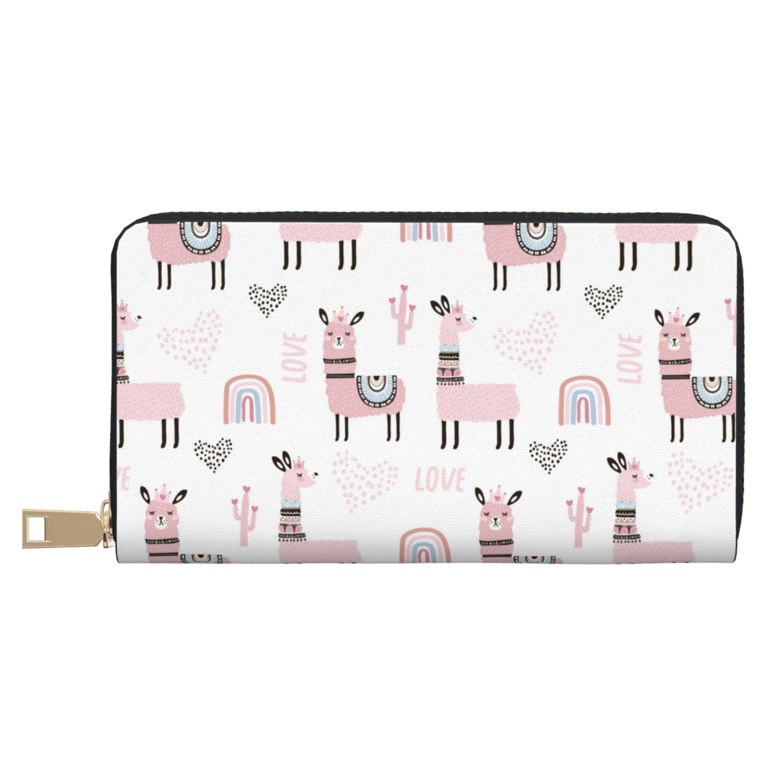 Cartoon Cute Alpacalove Pink Wallet Women, Leather Bifold Multi Card ...